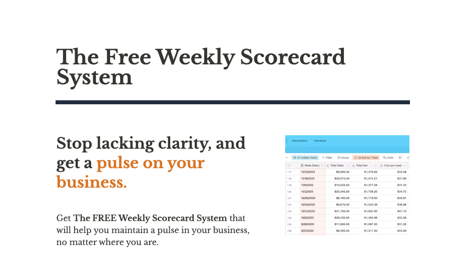 The Free Weekly Scorecard System